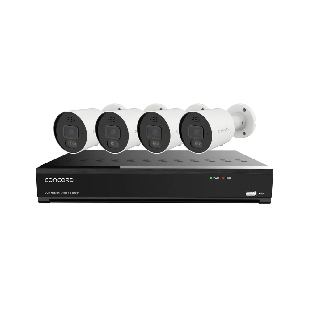 Concord 8 Channel 4K NVR Kit with 4 x 12MP Bullet Cameras featuring Red ...