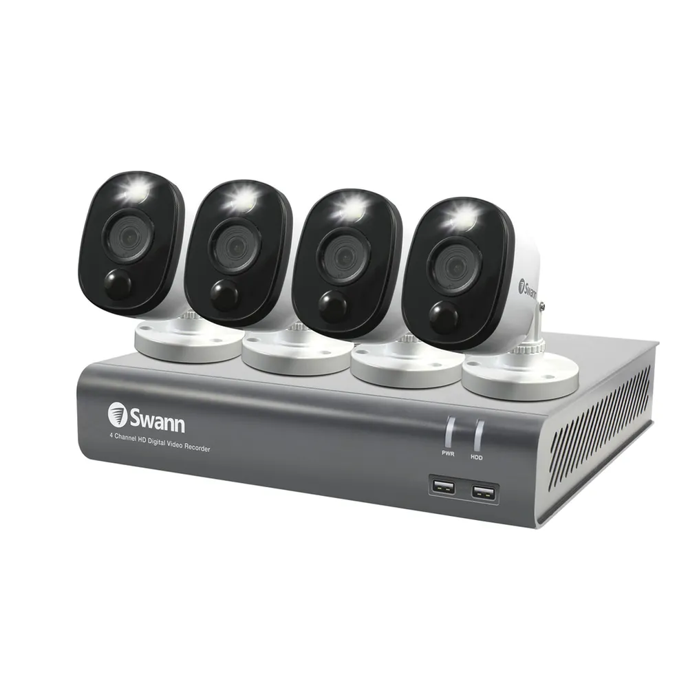 Swann 4CH 1080p DVR Kit with 4 x 1080p PIR Bullet Cameras with Warning ...