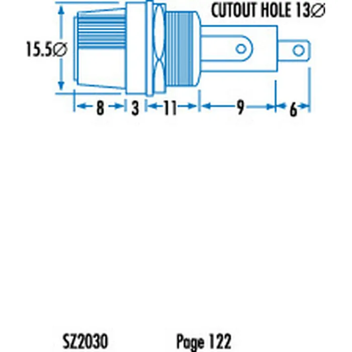 250VAC 10A M205 Panel Mount Fuse Holder | Jaycar New Zealand