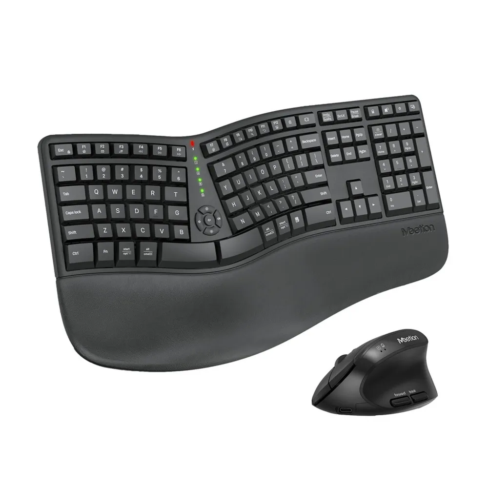 Meetion Ergonomic Wireless Wave Keyboard and Vertical Mouse Combo ...